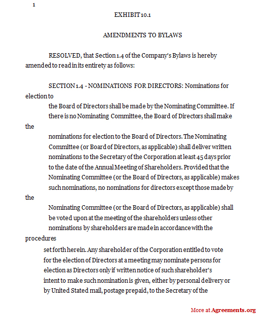 Amendments To Bylaws Sample Amendments To Bylaws Amendments To Bylaws Sample Amendments To Bylaws